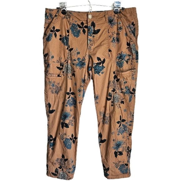 Democracy | Pants & Jumpsuits | Democracy Tan And Blue Floral Capri ...